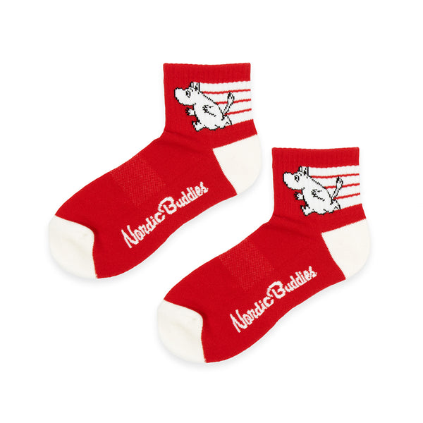 Moomintroll Running Retro Ankle Socks 36-42 Red - The Official Moomin Shop
