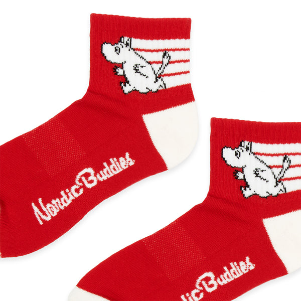 Moomintroll Running Retro Ankle Socks 36-42 Red - The Official Moomin Shop